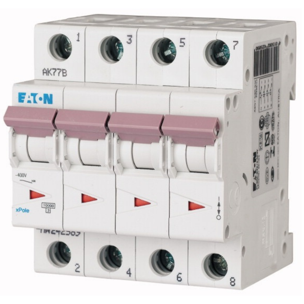Eaton PLSM-C40/4-MW Miniature Circuit Breaker 40Amps 4Poles Type C Characteristic