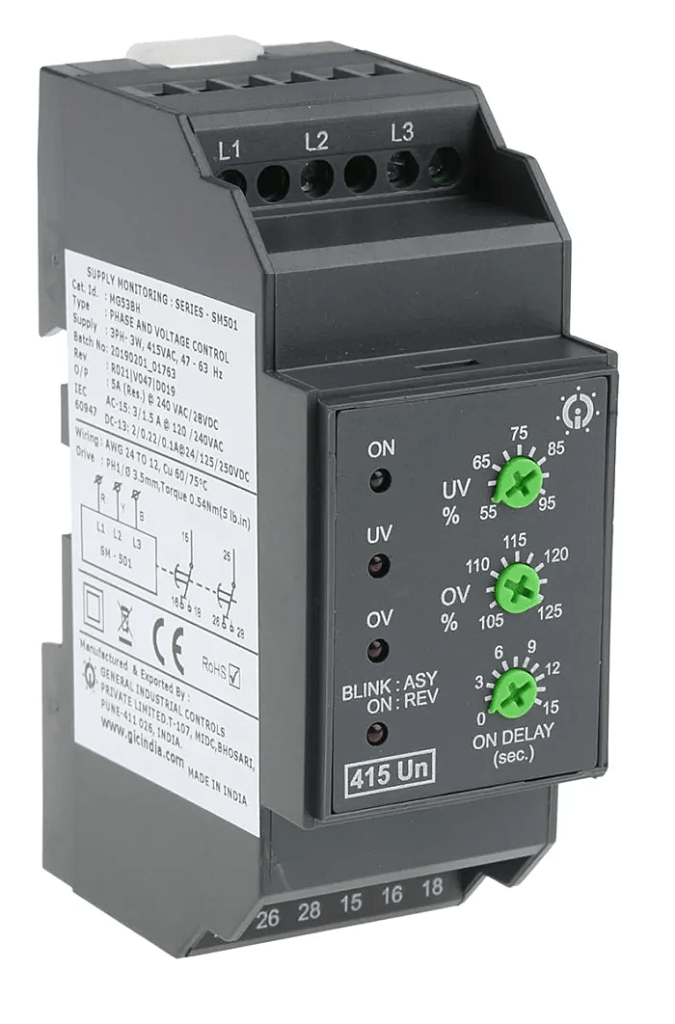 Buy GIC MG53BH Voltage Monitoring Relay With DPDT Contacts, 3 Phase